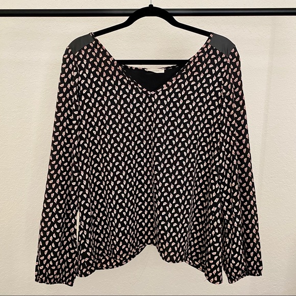 Tops | Mixed Material Tulip Split Back Shirt | Poshmark